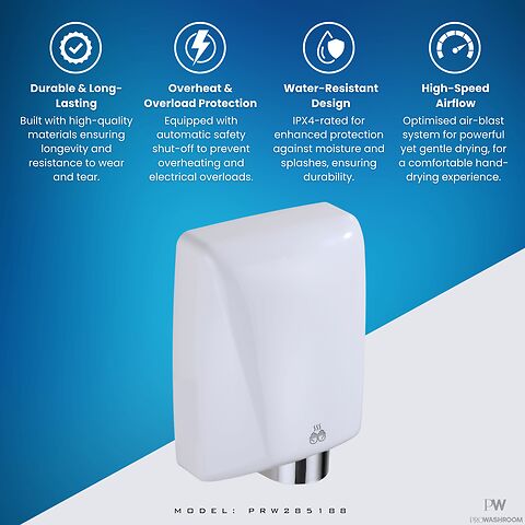 PROWASHROOM Wall Mounted Hand Dryer 1600w ABS - HSD Online